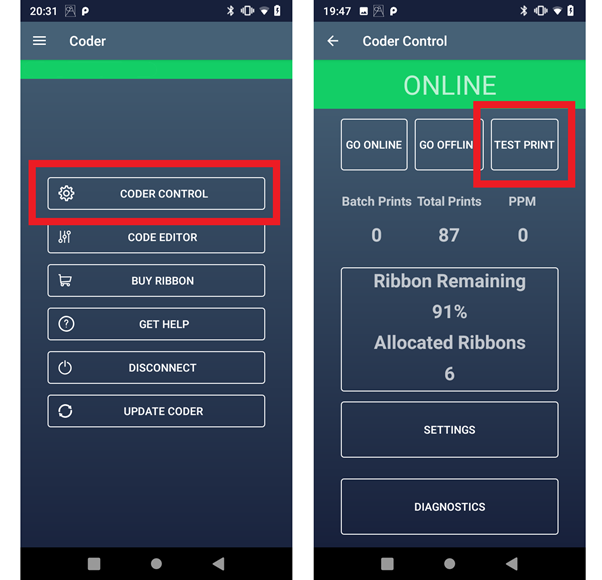 How to issue a test print on an Marsh 241D coder? - marshcoding - 码可迪中国官方商城